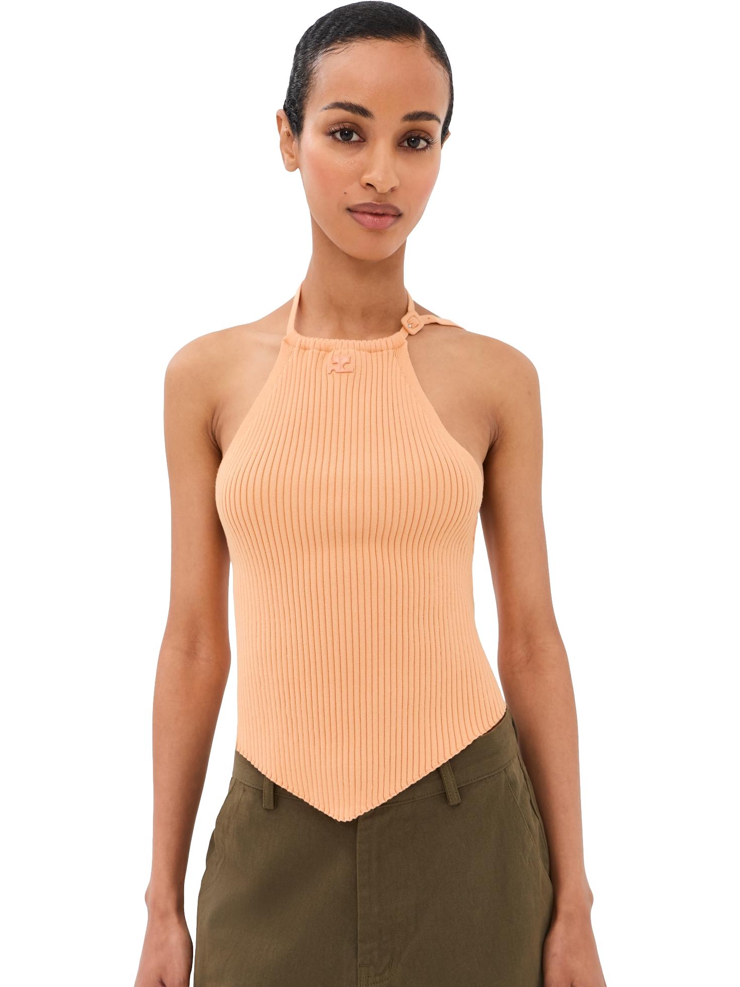 COURREGES Courrèges Halter Neck Ribbed Knit Top
